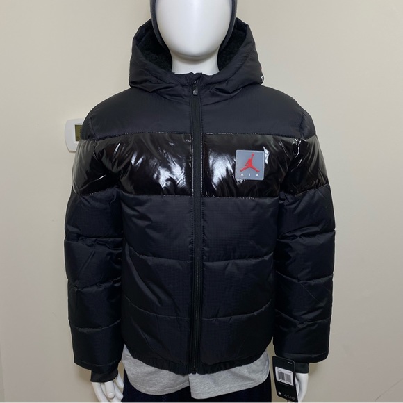 Jordan | Jackets & Coats | Jordan Bold Stripe Puffer Jacket Black Big ...